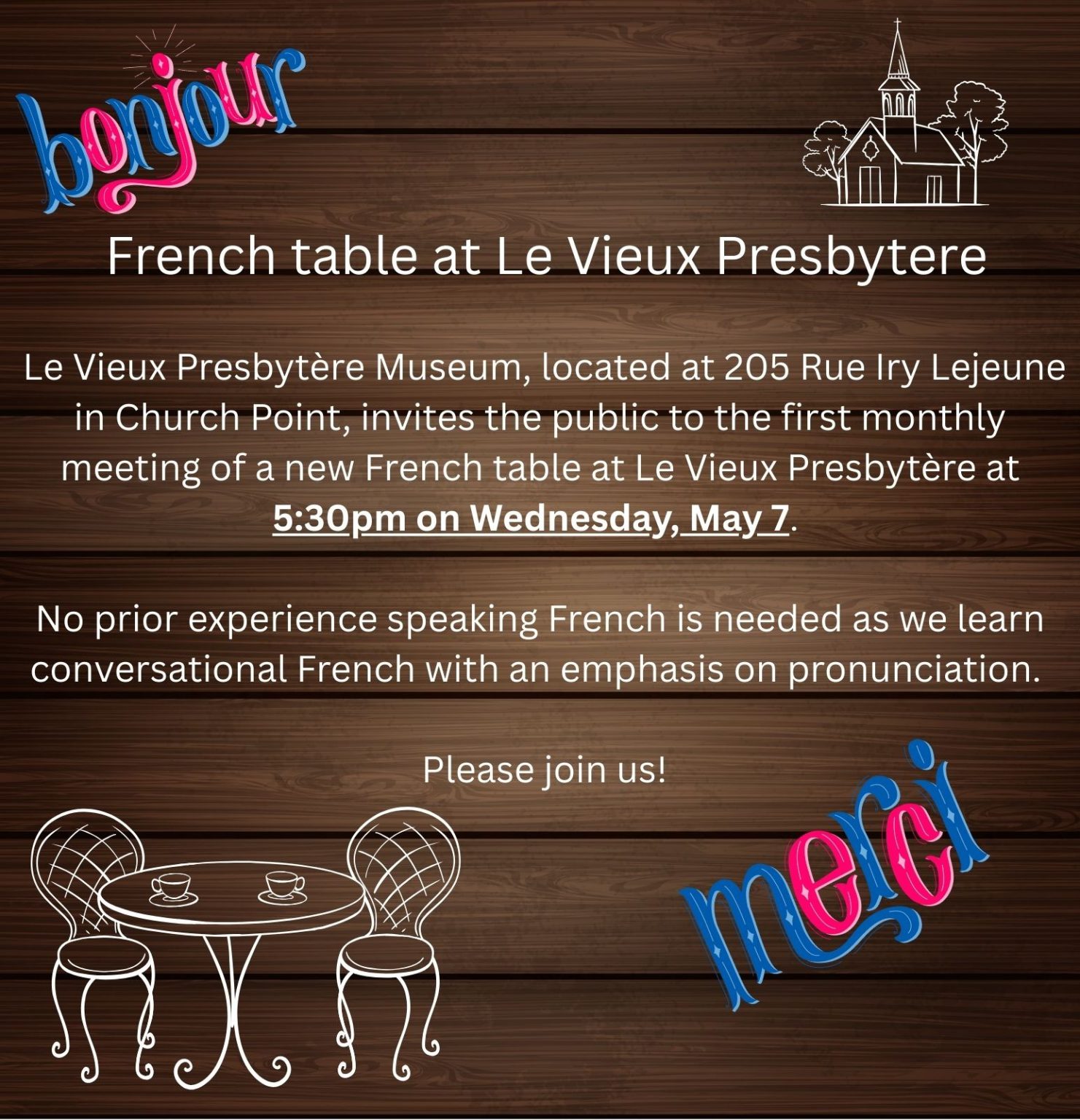 French table at Le Vieux Presbytere - acadiatourism.org